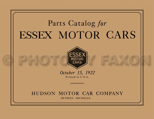 1919 1923 Essex Parts Book Reprint
